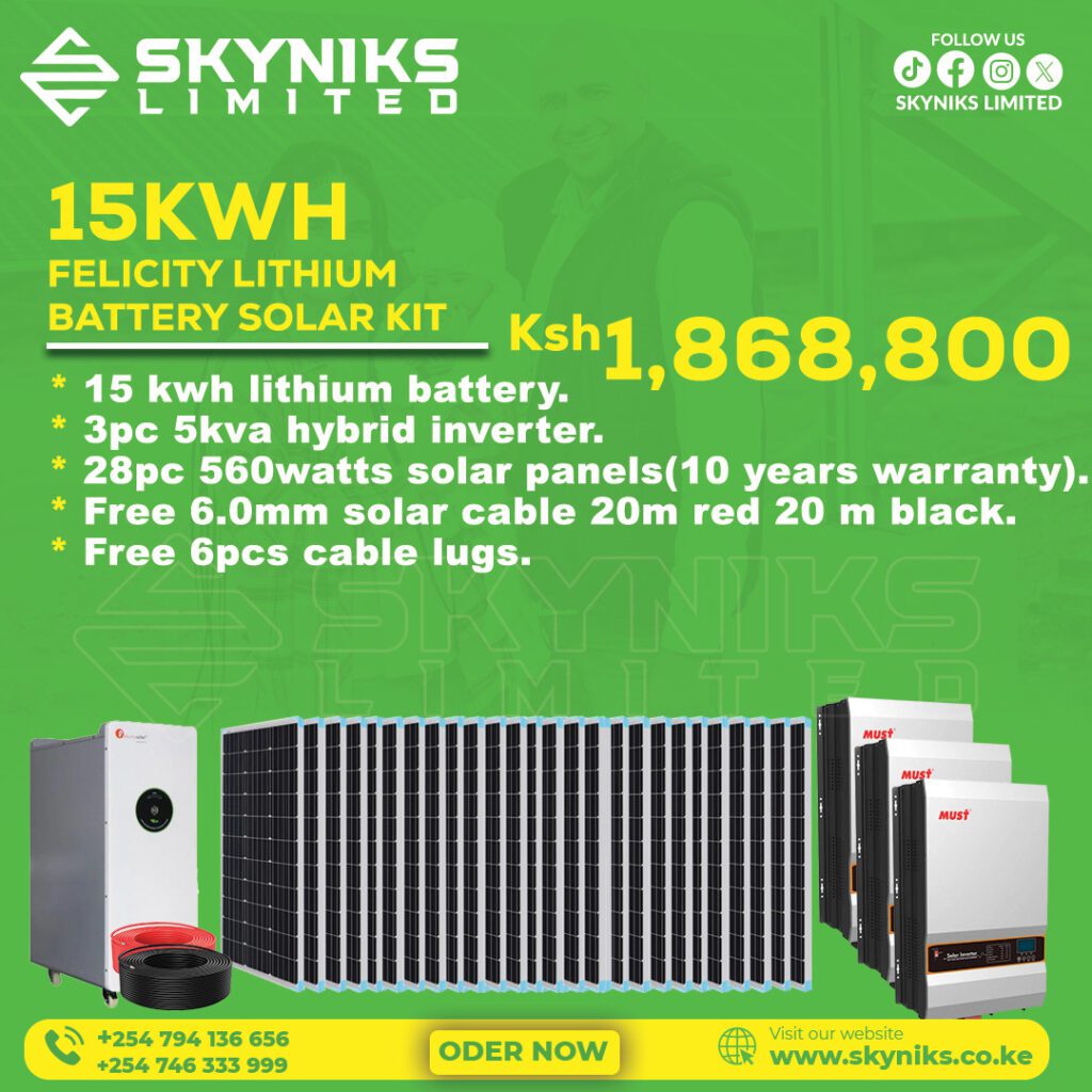 LITHIUM BATTERY 15KWH FULL SOLAR KIT. - Skyniks