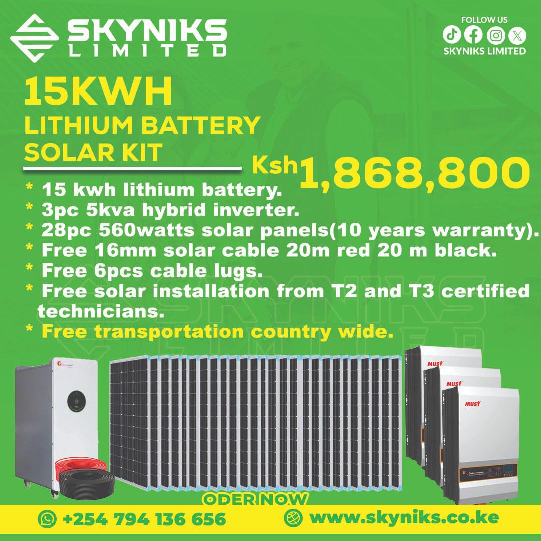 15 KWH LITHIUM BATTERY SOLAR KIT - Skyniks